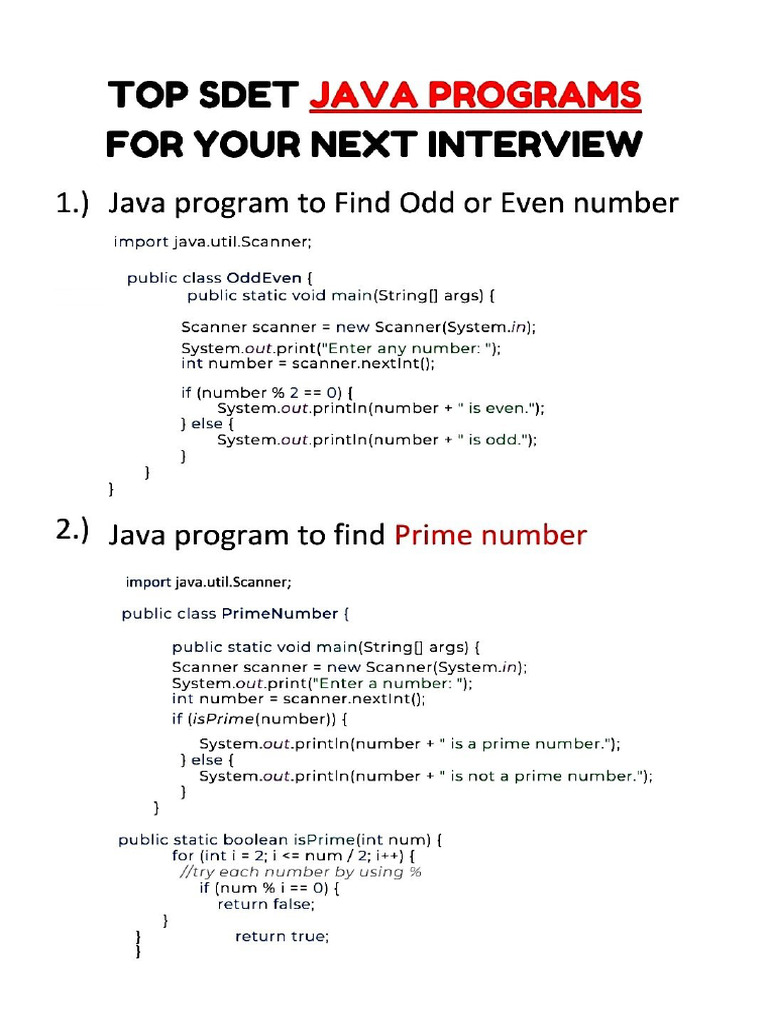 ??java Interview Cheat Sheet - 20+ Programs ? | PDF