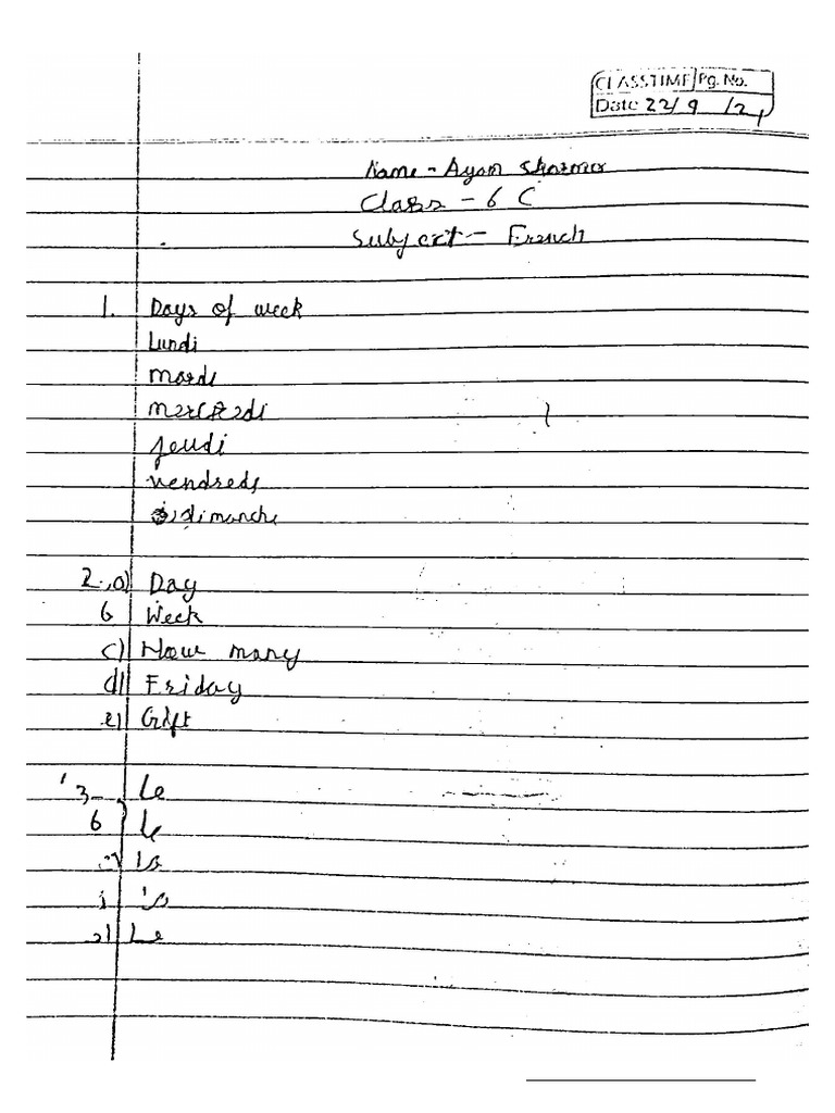 Ayan Sharma French Assignment | PDF