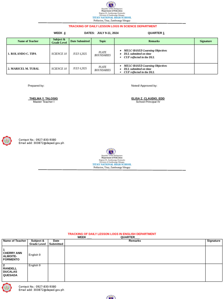 Tracking of DLL 2024 One Page | PDF