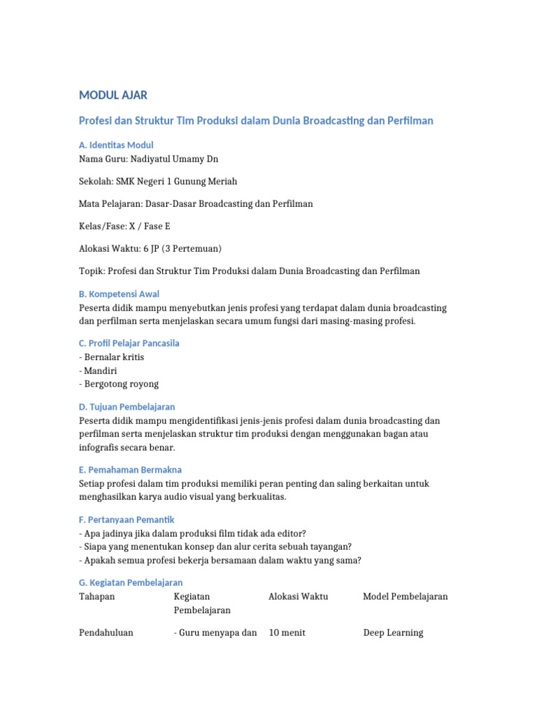 Modul Ajar PPG FINAL Umamy Selesai | PDF