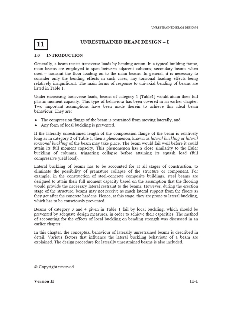 BUCKLING Unrestrained Beam Design 1 ch11 | PDF | Buckling | Beam (Structure)