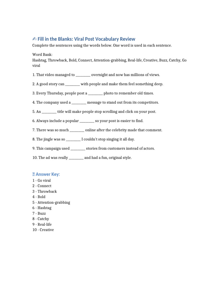 Viral Vocabulary Review Exercise | PDF