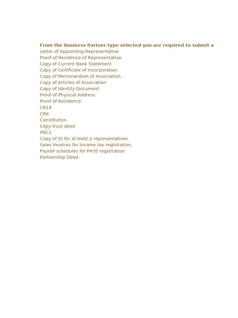 ZIMRA Registration Document Checklist | PDF