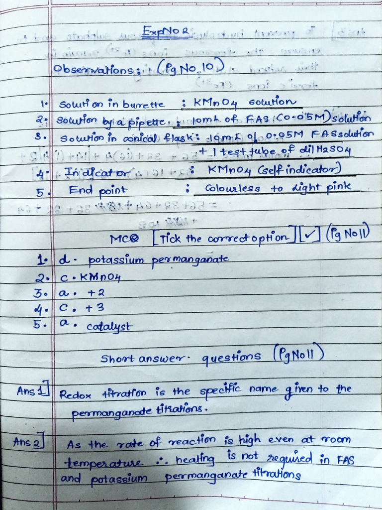 Experiment No 2 - FAS Vs KMnO4 | PDF