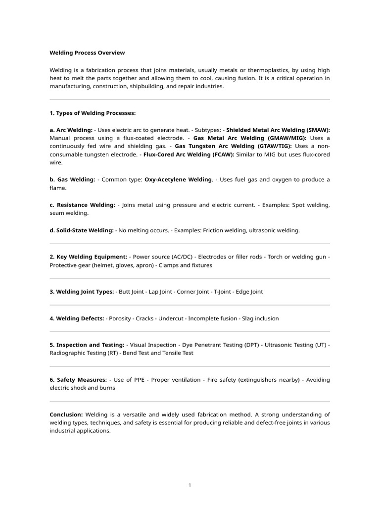 Welding Process Overview | PDF