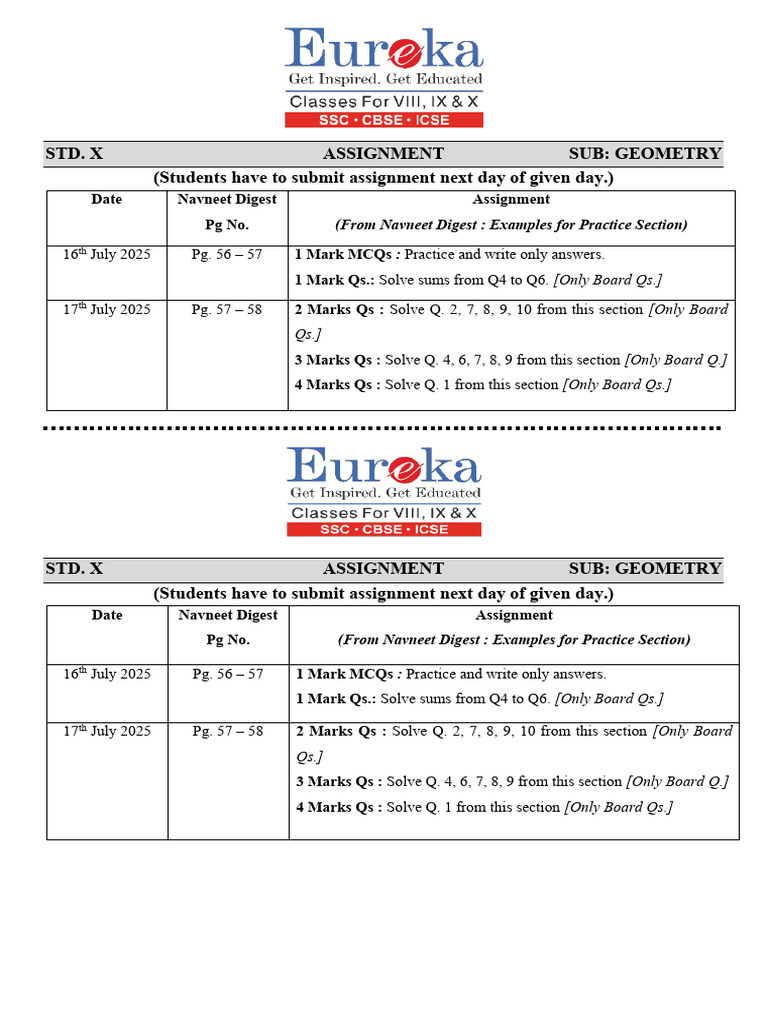 X SB Geometry (Chp. 2) Assignment | PDF