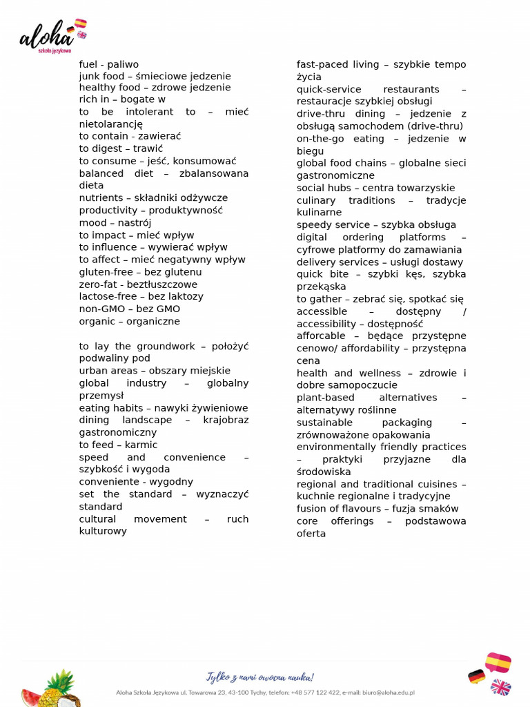 Fast Food and Its Evolution - Vocabulary B1 | PDF | Fast Food | Restaurants