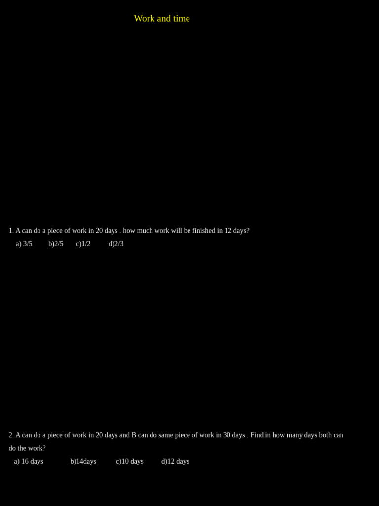 Work and Time Part 1 | PDF