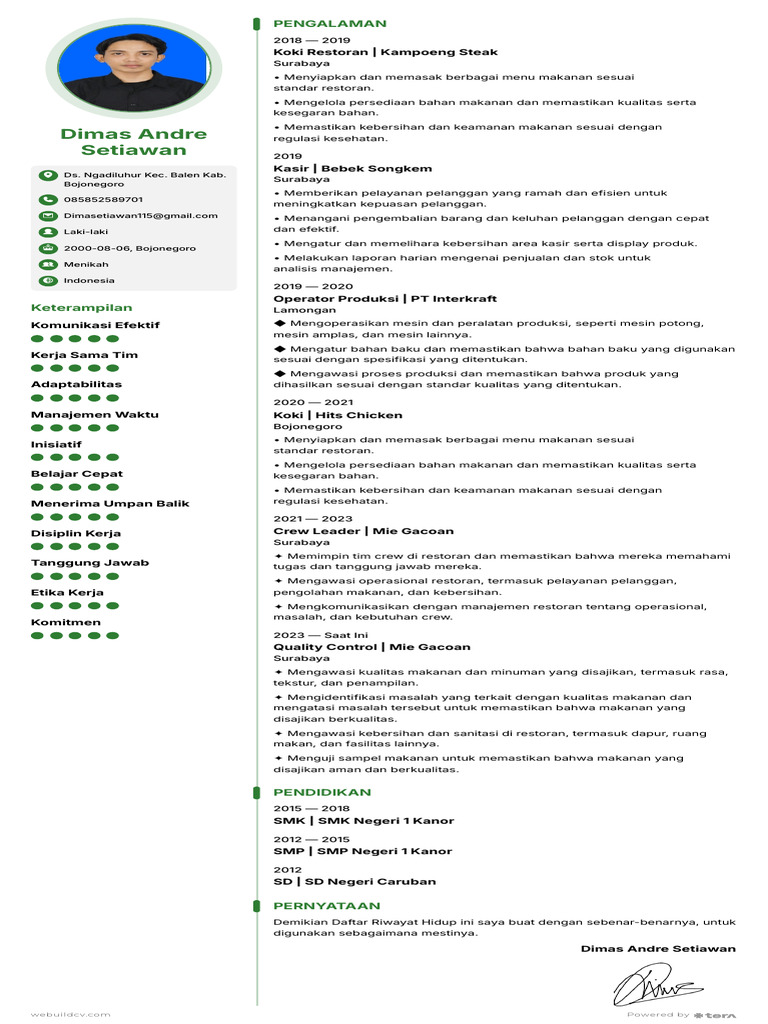 Dimas Andre Setiawan: Pengalaman | PDF