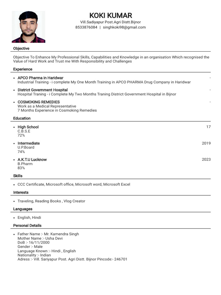 Koki Kumar CV | PDF