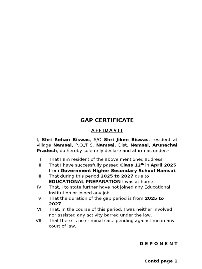 Gap Certificate | PDF