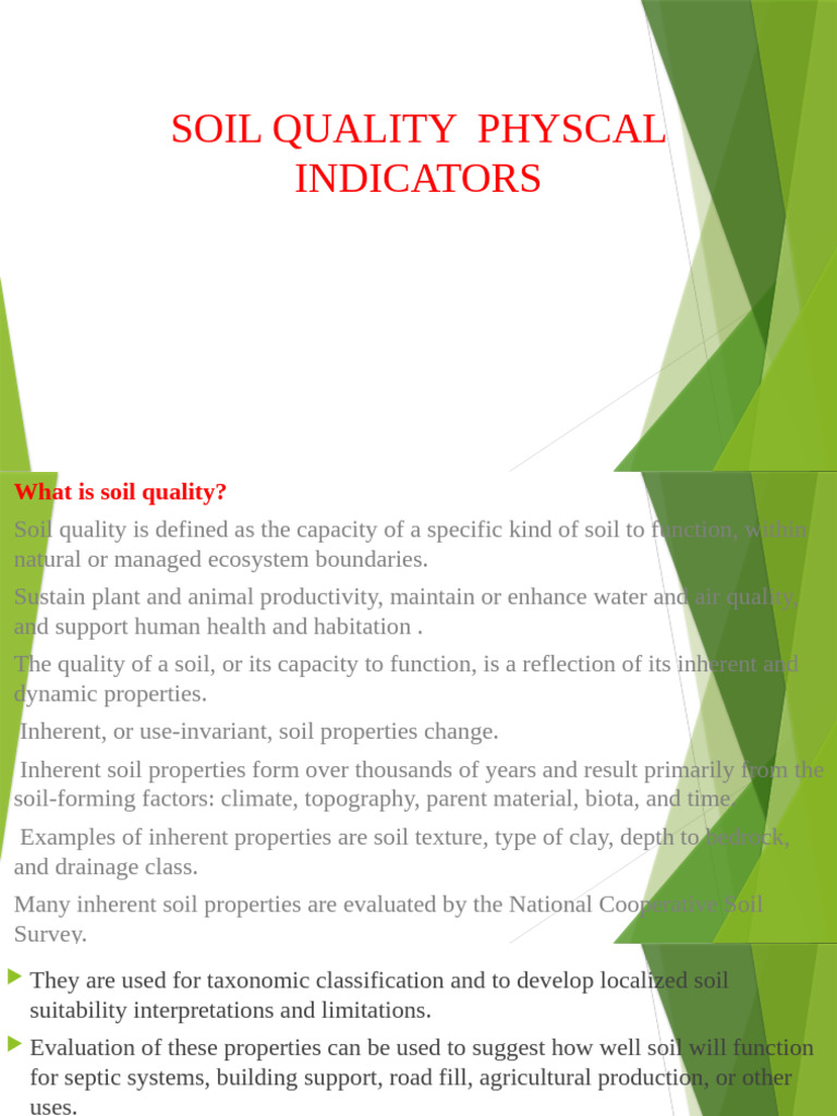 Soil Quality Indicators | PDF | Soil | Ph