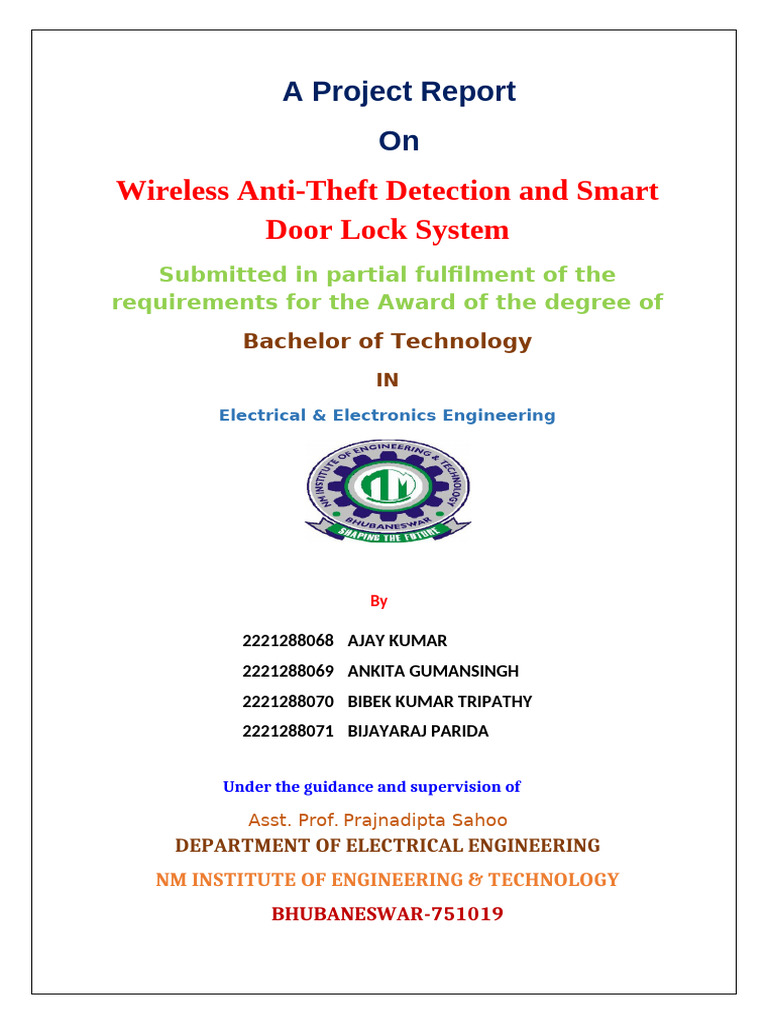 Cover Pages - Wireless Anti Theft Detection System | PDF | Electricity ...