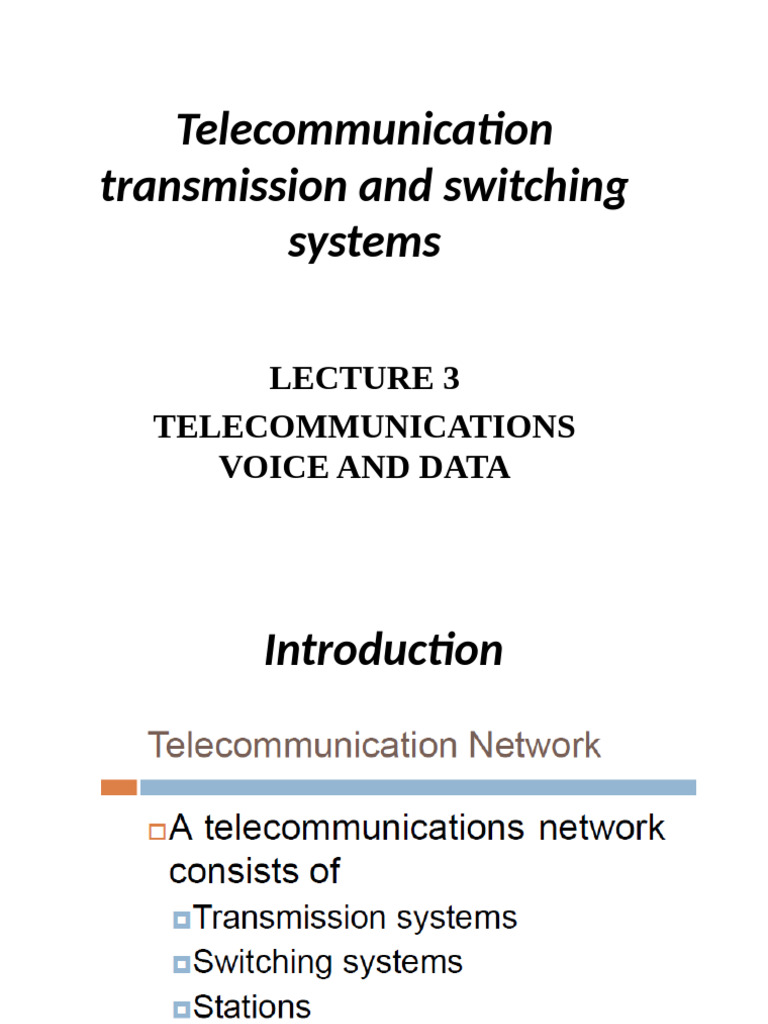 Telecommunication Transmission and Switching Systems Lecture 3 | PDF ...