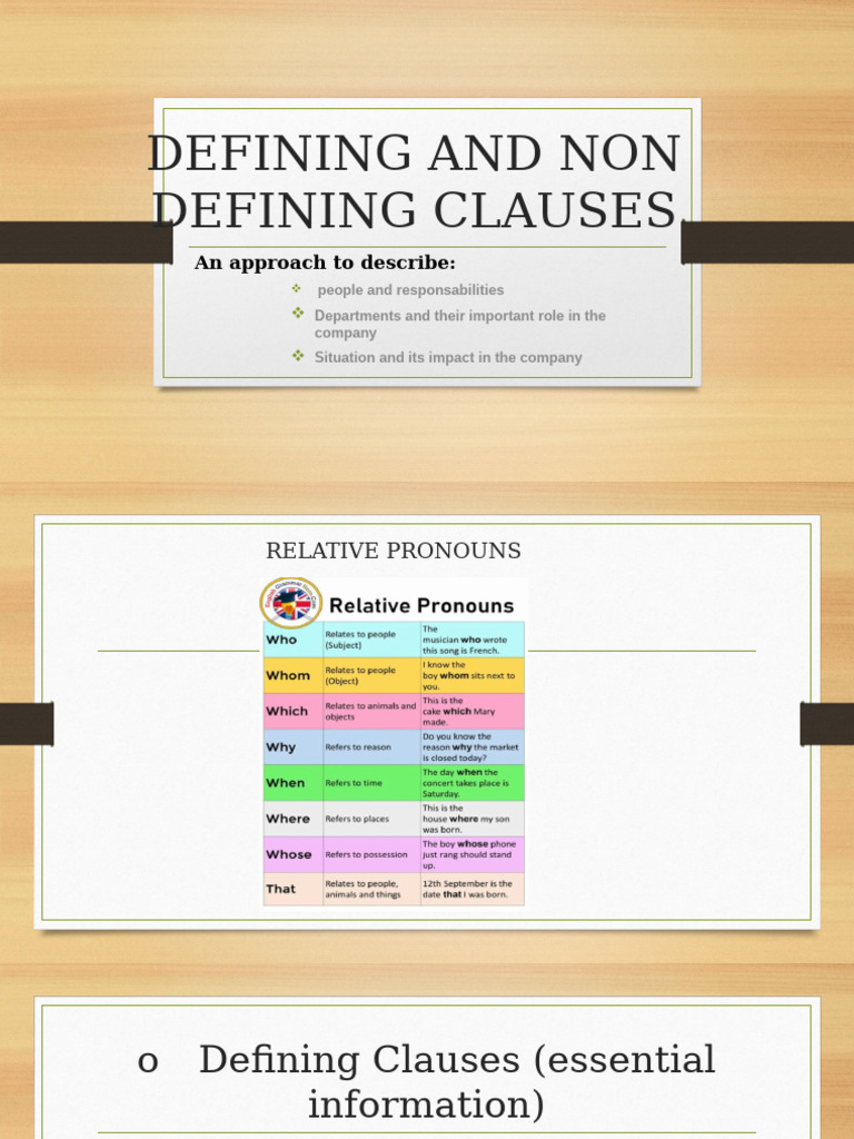 Defining and Non Defining Clauses | PDF