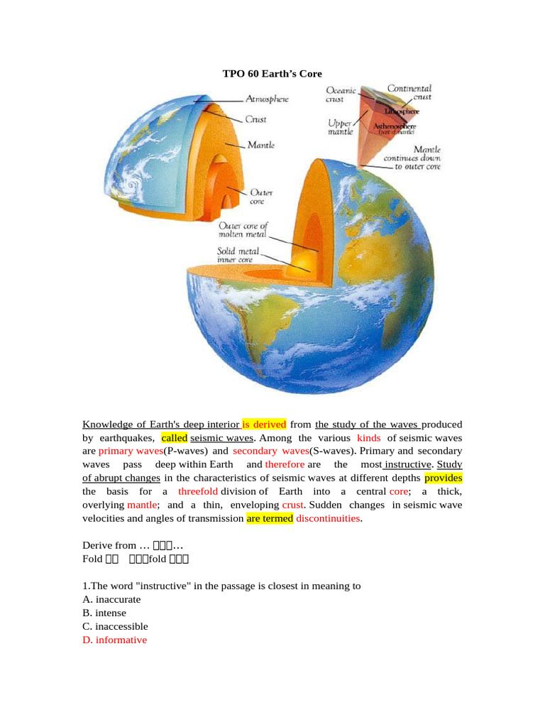 Understanding Earth's Core Composition | PDF | Seismology | Waves