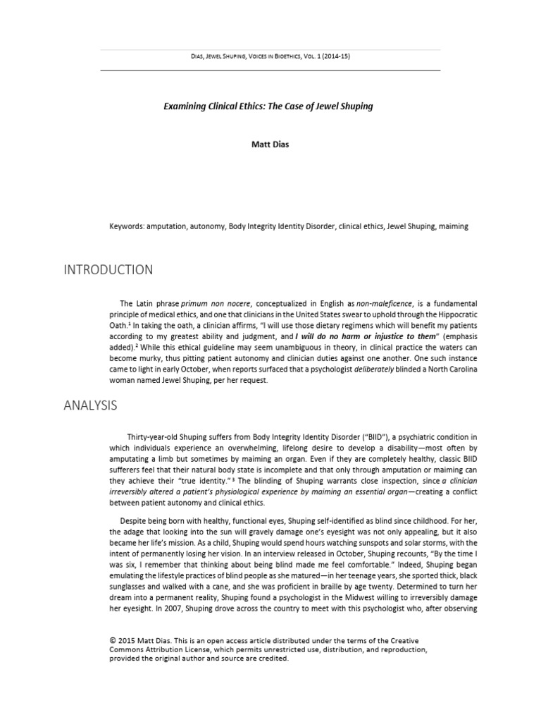 Jewel Shuping's BIID Case Study | PDF | Medical Ethics | Health Care