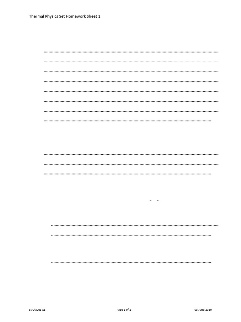 M5 01 Thermal HWK 1 - SHC and SLH | PDF