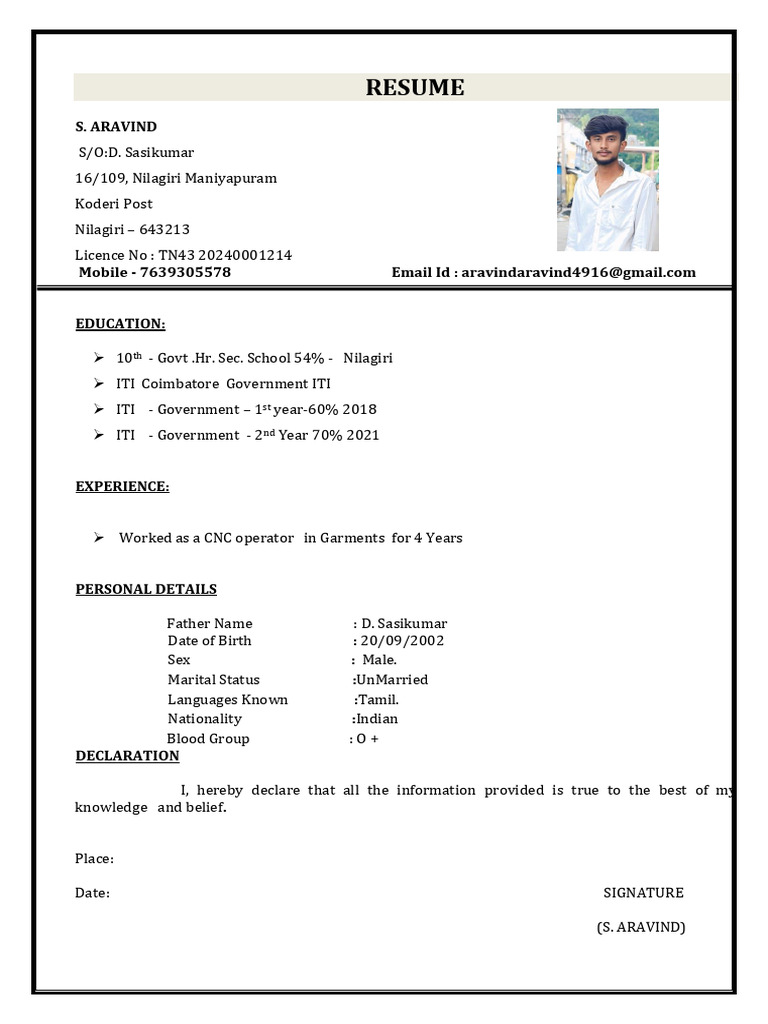 Aravind Resume | PDF