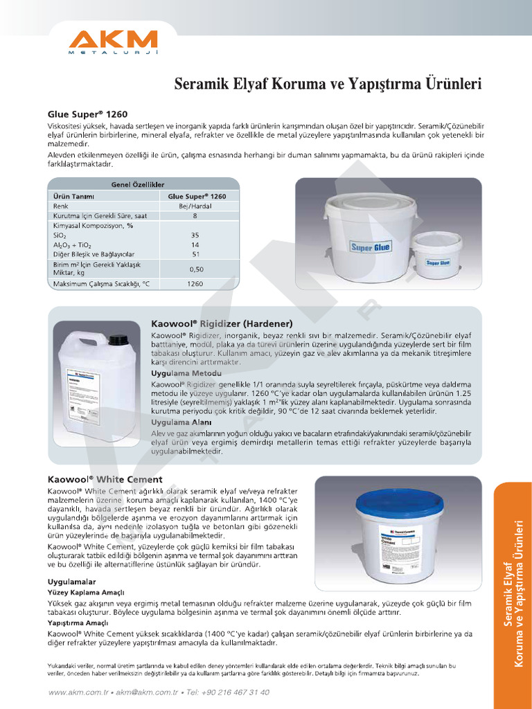 Seramik Elyaf Koruma Ve Yapıştırma Ürünleri | PDF