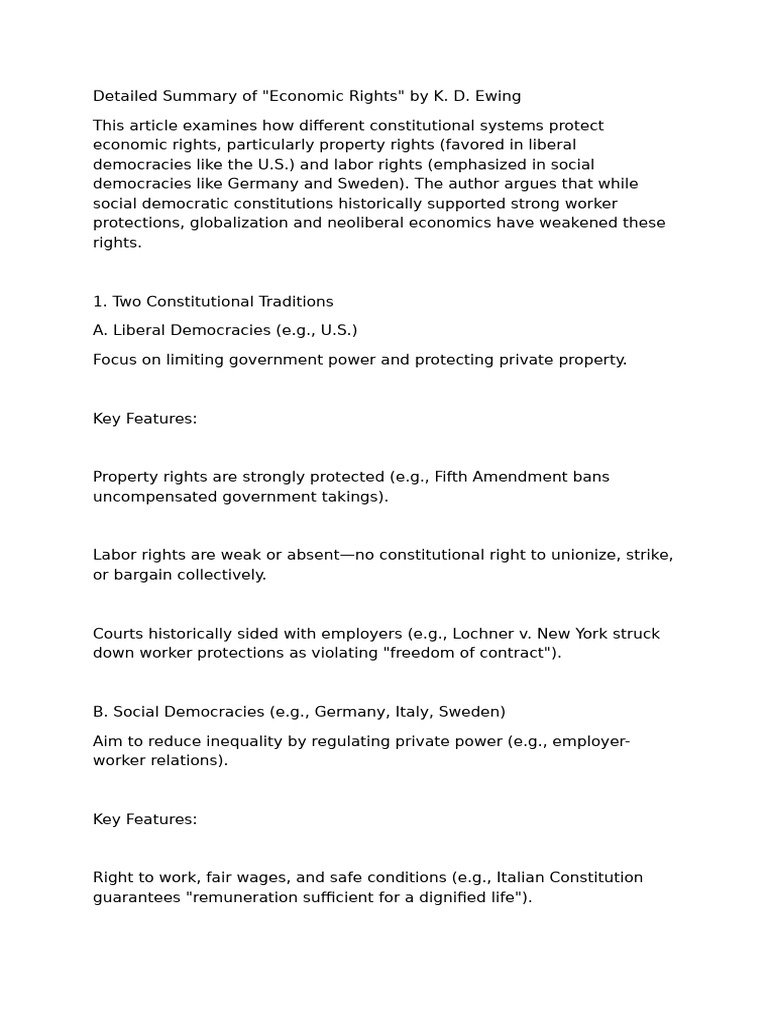 Economic Right | PDF | Labor Rights | Labour Law