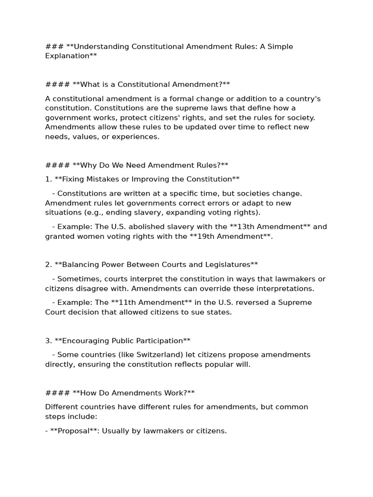 Constitutional Amendment Rules Explained | PDF | Constitutional ...
