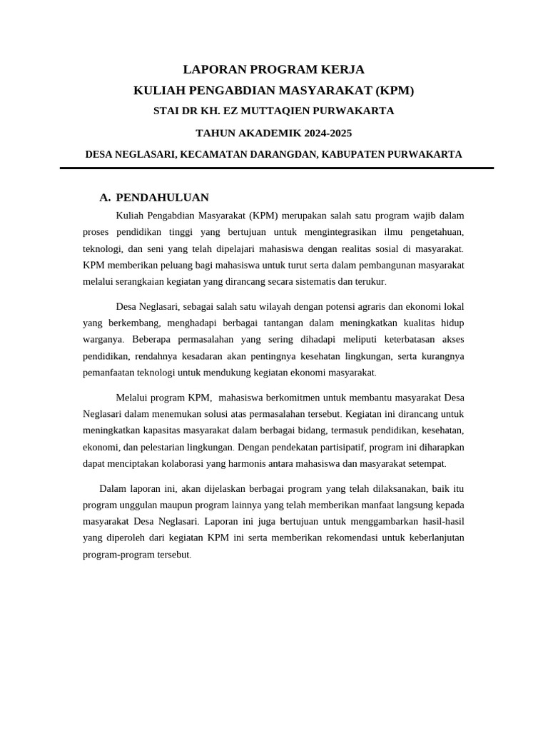 Program KPM STAI di Desa Neglasari | PDF