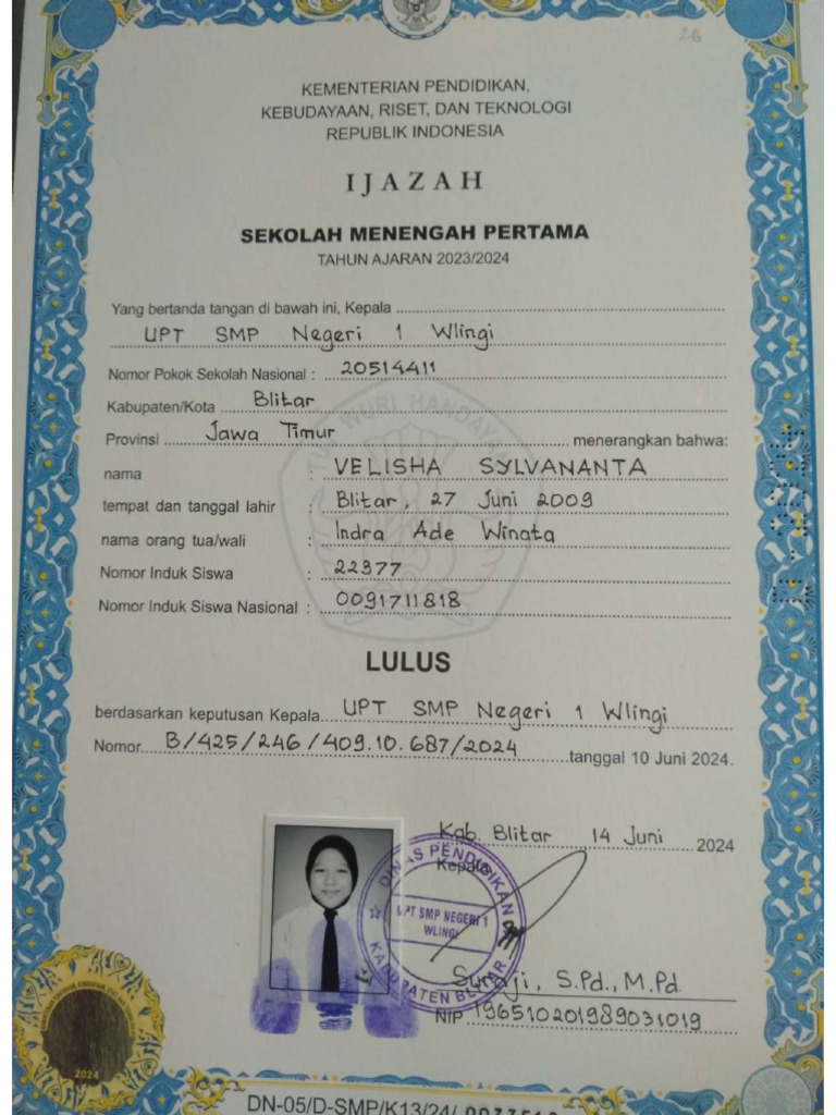Ijazah SMP - Compressed | PDF