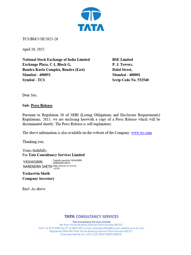 Digitally Signed by YASHASWIN Narendra Sheth Date: 2025.04.10 15:57:32 ...