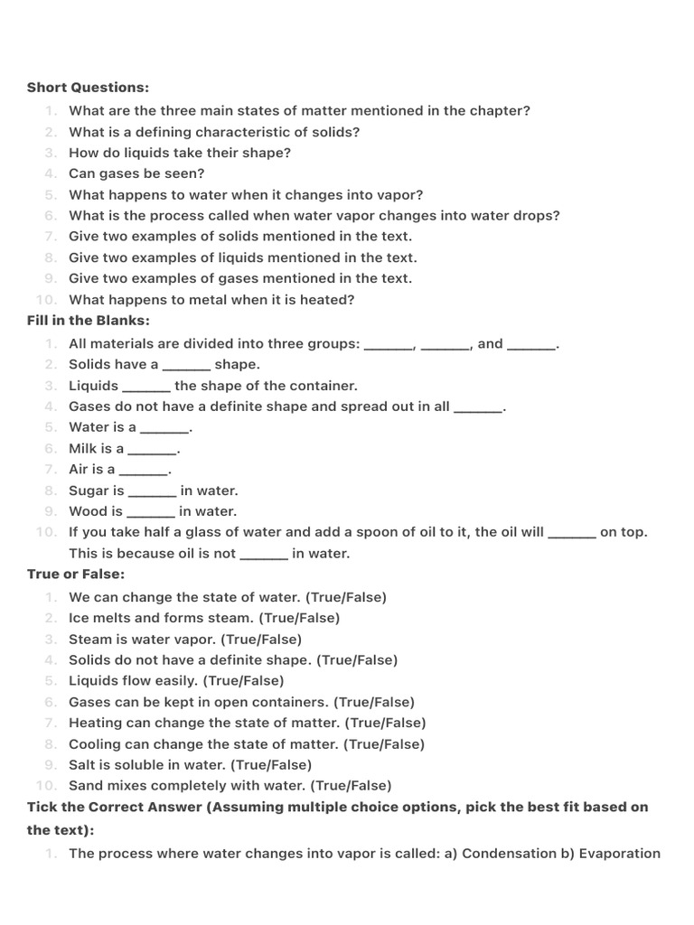 Science (Solid, Liquid and Gas) | PDF | Water | Liquids
