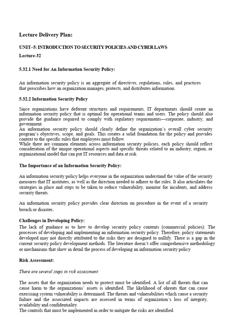 Security Policies and Cyber Laws Overview | PDF | Computer Security ...