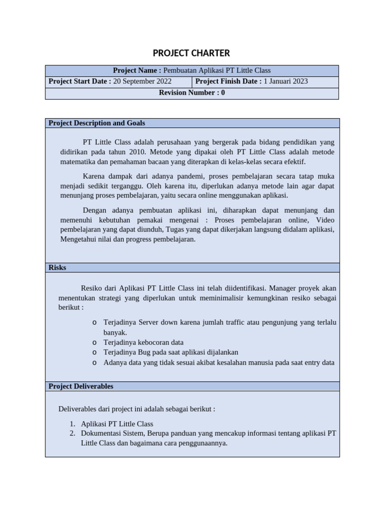 Project Charter | PDF