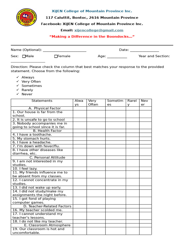 III Questionnaire Gr.5- Jade | PDF