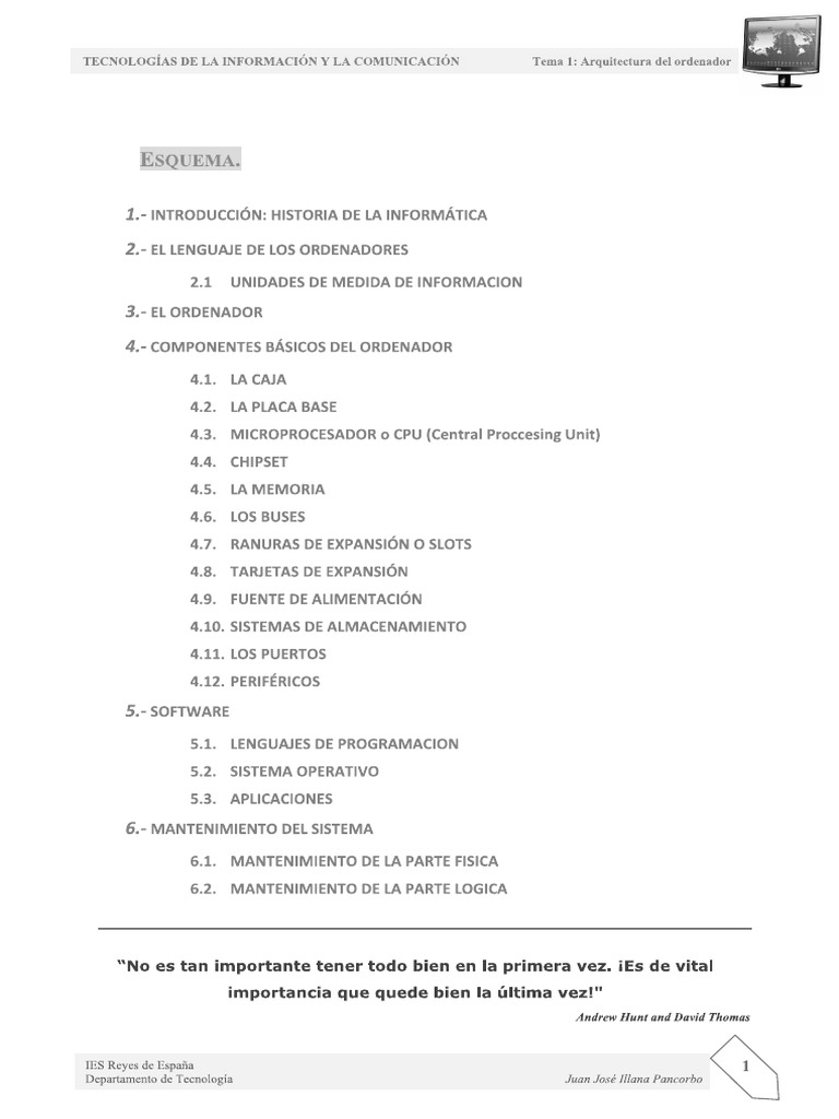 Temario Informatica | PDF