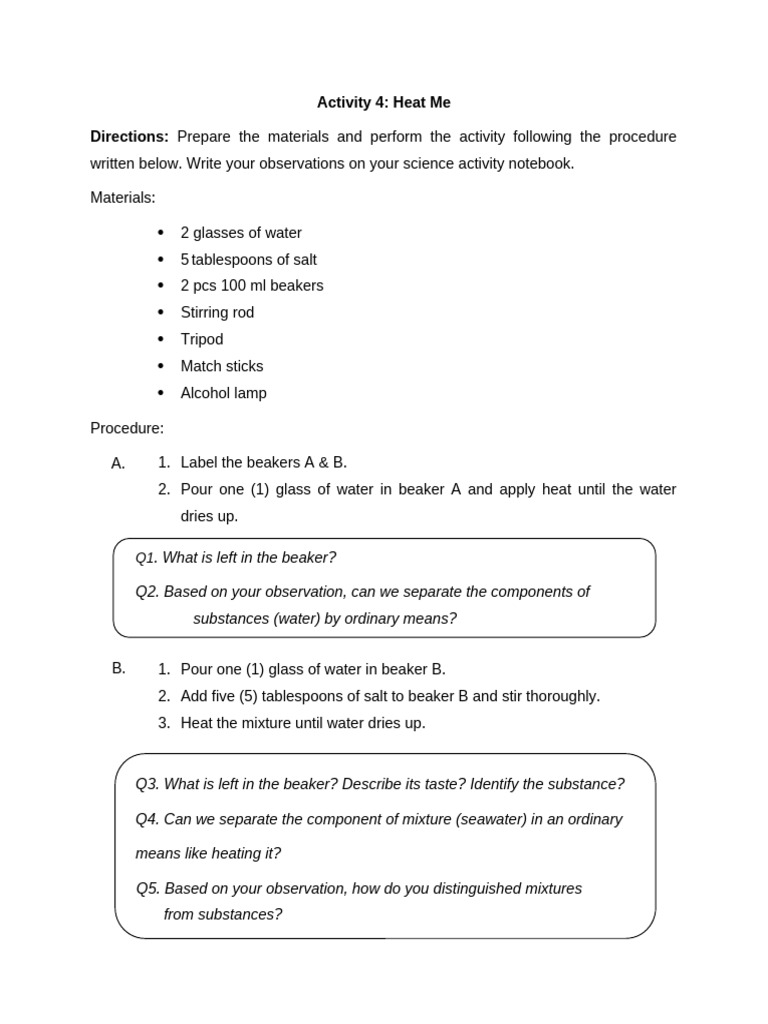 Activity 4 HEATING SCIENCE 7 | PDF