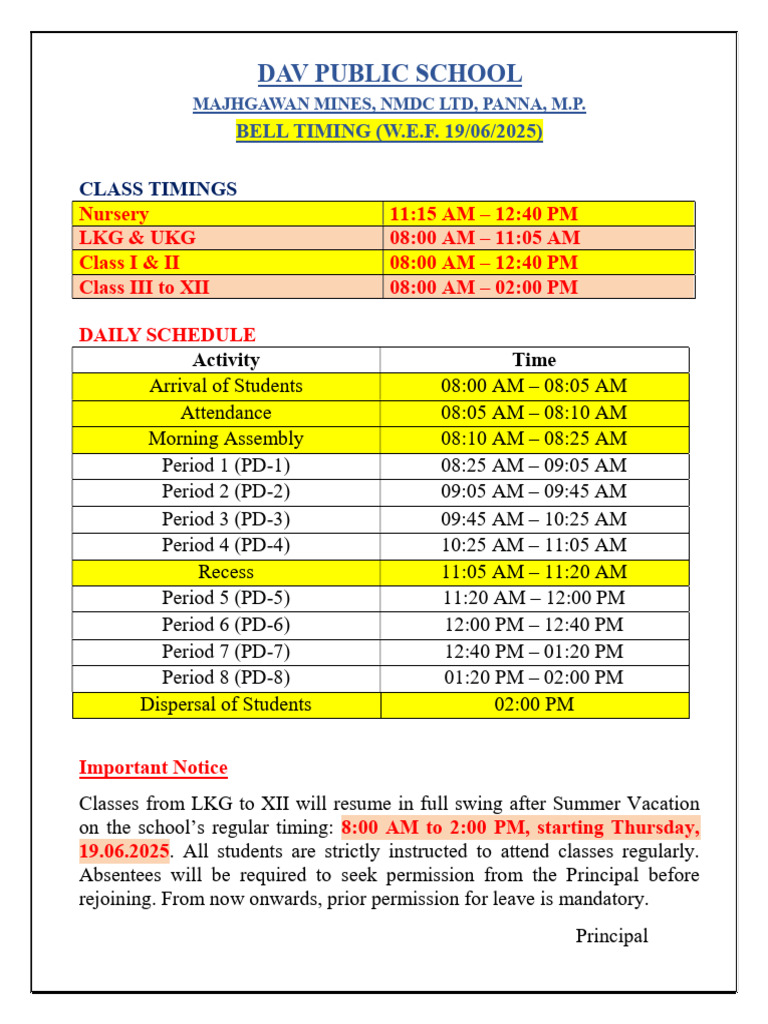 Bell Timing W.E.F. 19-06-2025 For Students-1 | PDF
