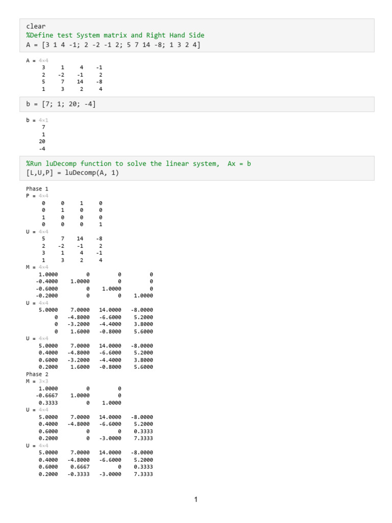 LU Decomposition for Linear Systems | PDF | Linear Algebra ...