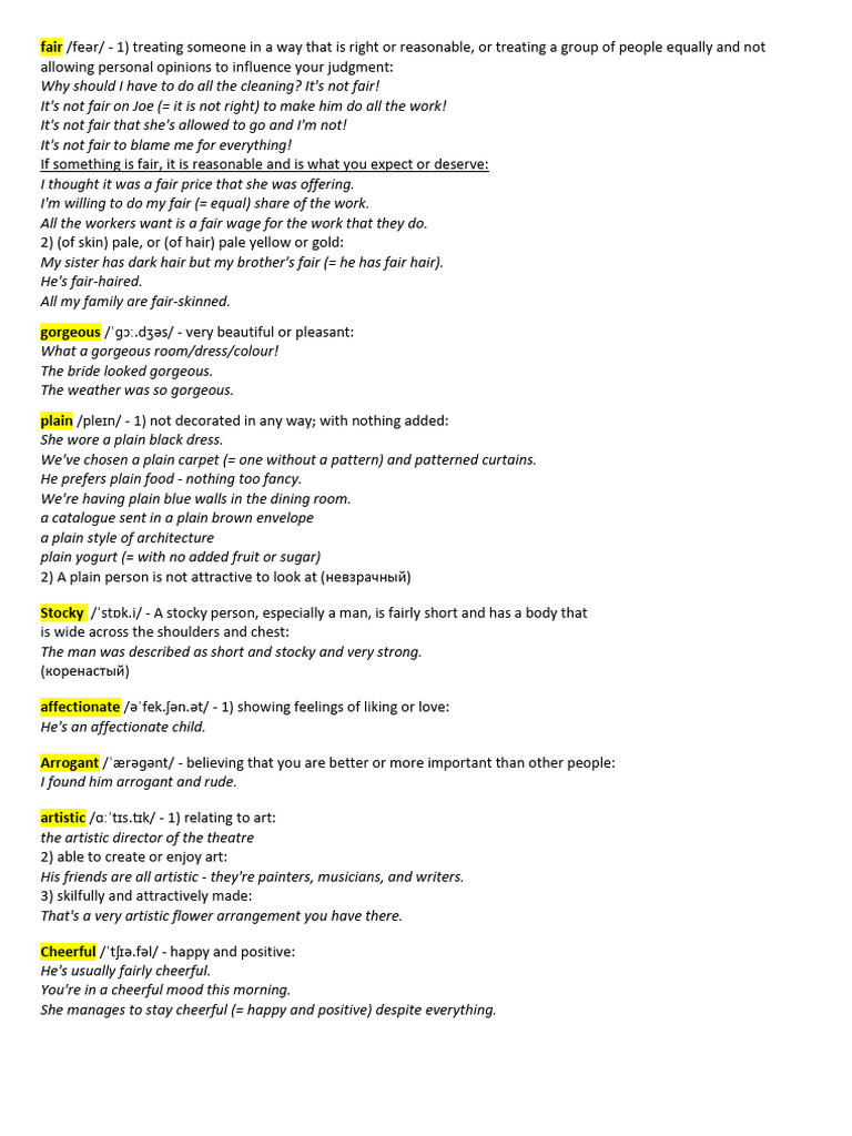 Physical Appearance + Personality | PDF | Patience
