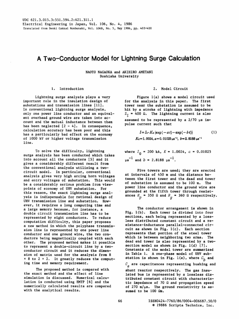 Two-Conductor Model for Surge Analysis | PDF | Electric Power ...