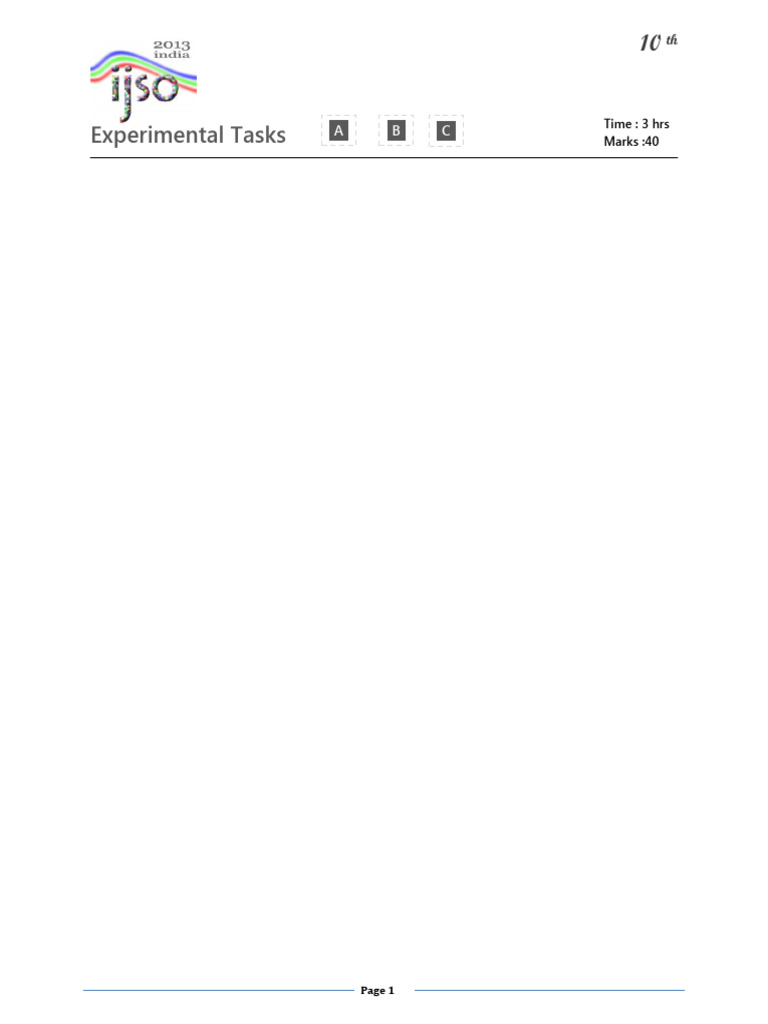 IJSO 2013 Experiment TaskC Questions | PDF | Chemical Substances