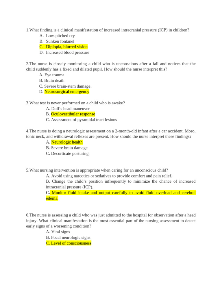 Pediatrics Practice Questions With Rationals | PDF | Urinary System ...