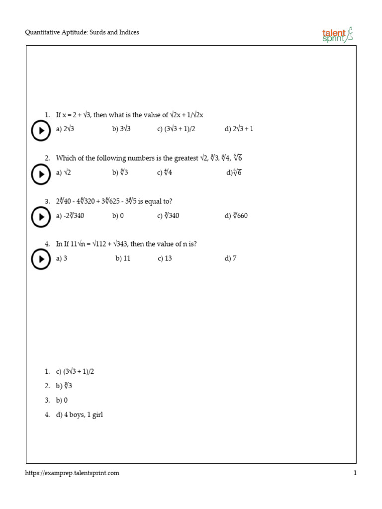 Surds and Indices Advanced | PDF
