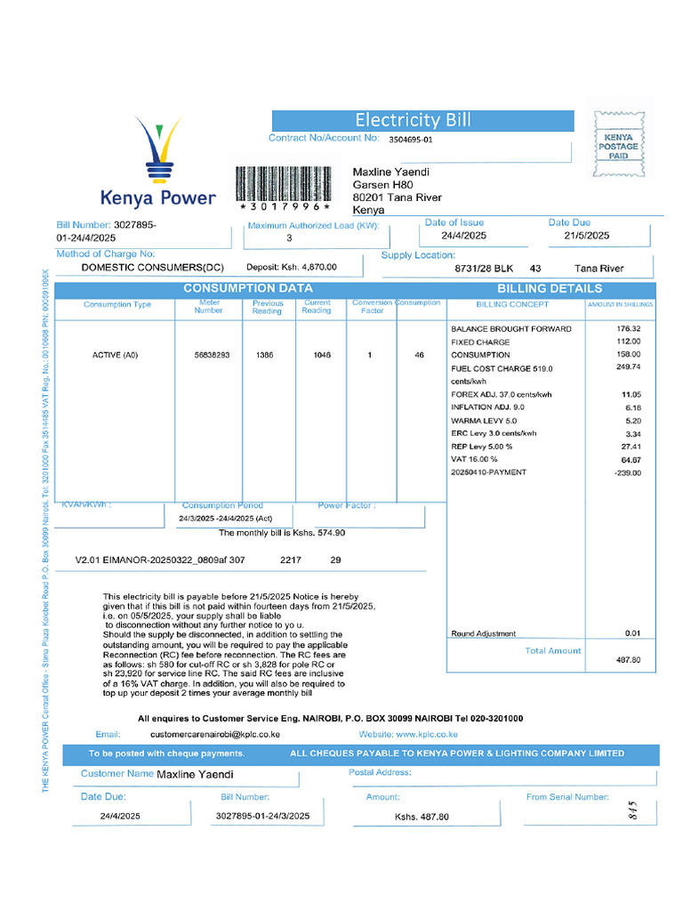 Utility Bills Kenya Kenya Power Electricity Bill - PDF 20250602 174139 ...