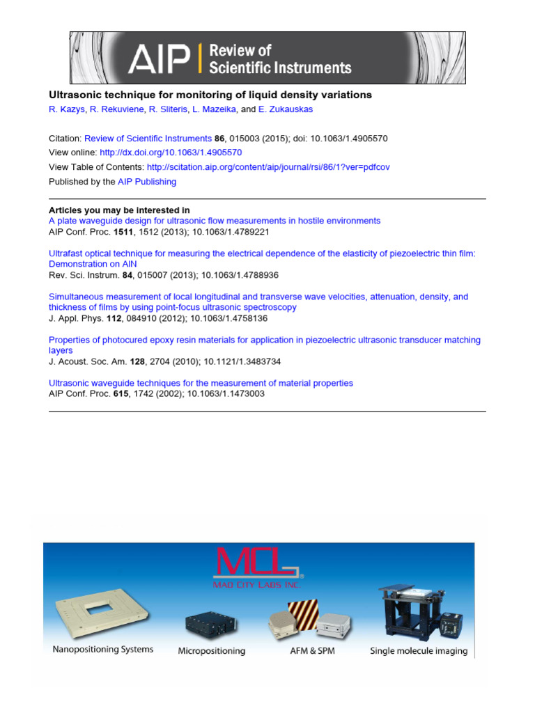 Ultrasonic Technique For Monitoring of L | PDF | Waveguide | Ultrasound