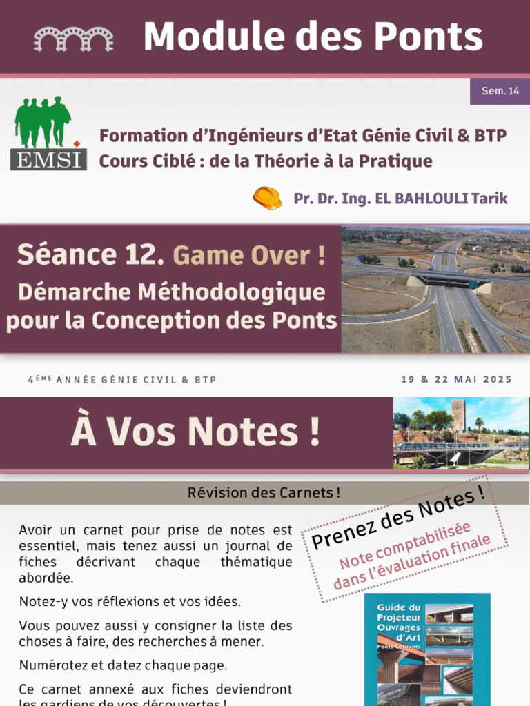 Séances 12 - Module Ponts - ENSMR 3ème A. - 19&22 Mai 2025 PRINT | PDF