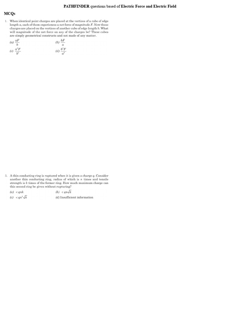 Irodov Pathfinder Electric Field and Force (ELECTROSTATICS) | PDF