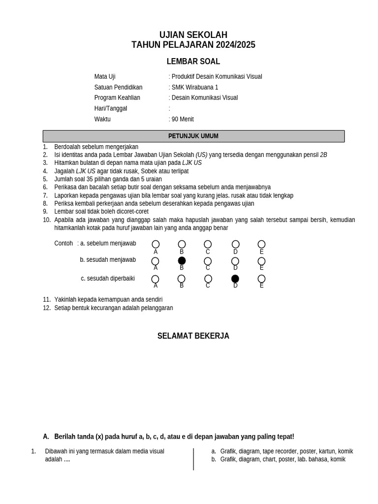 #Blanko Naskah Soal Us Teori 2025 DKV | PDF