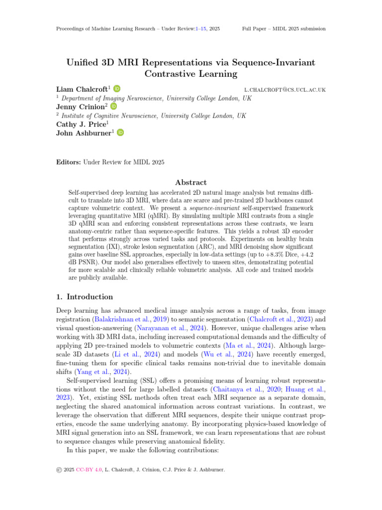 Sequence-Invariant Learning for 3D MRI | PDF | Magnetic Resonance ...