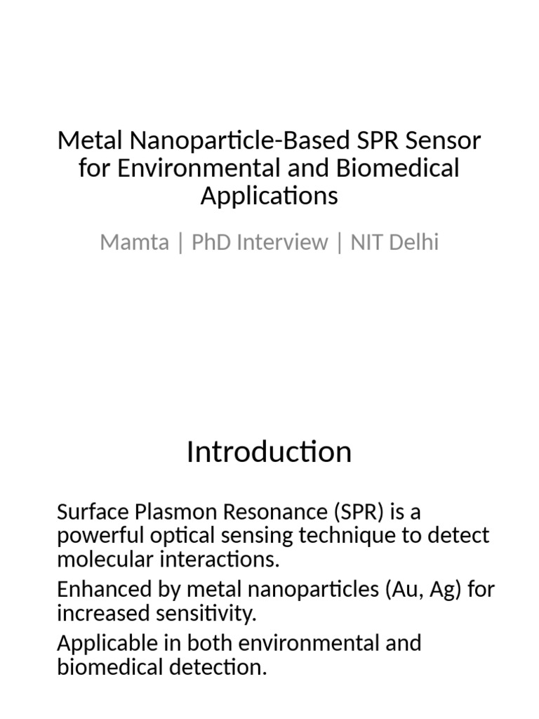 Nanoparticle SPR Sensor Presentation 2 | PDF