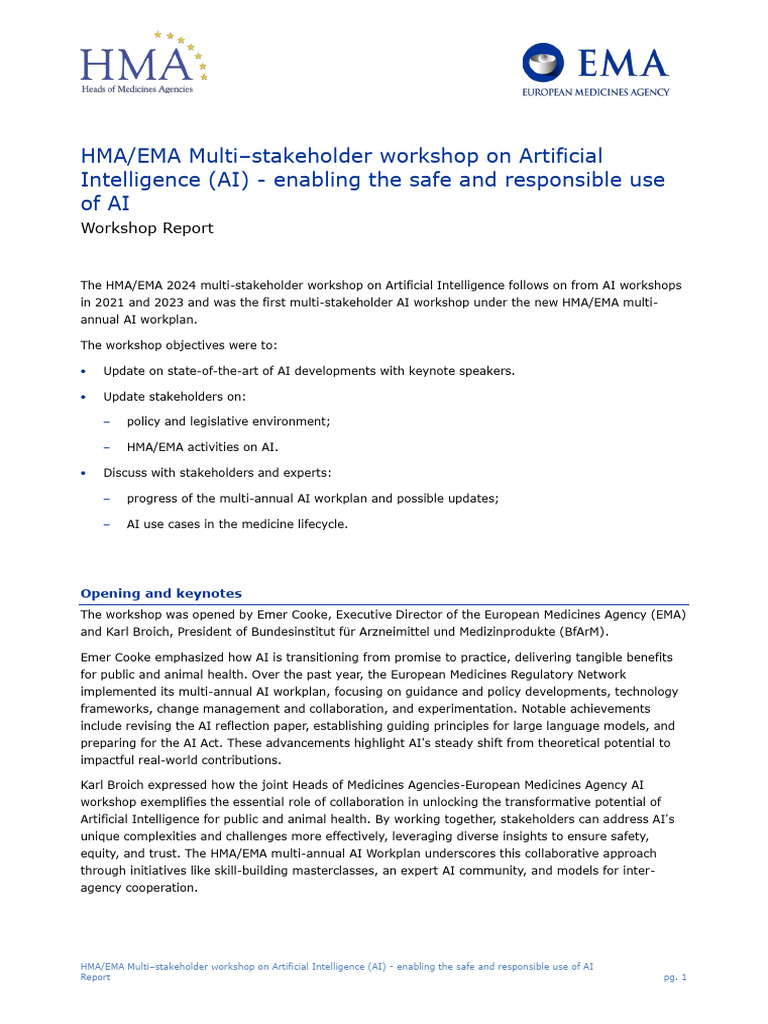 HMA/EMA AI Workshop 2024 Report | PDF | Artificial Intelligence ...